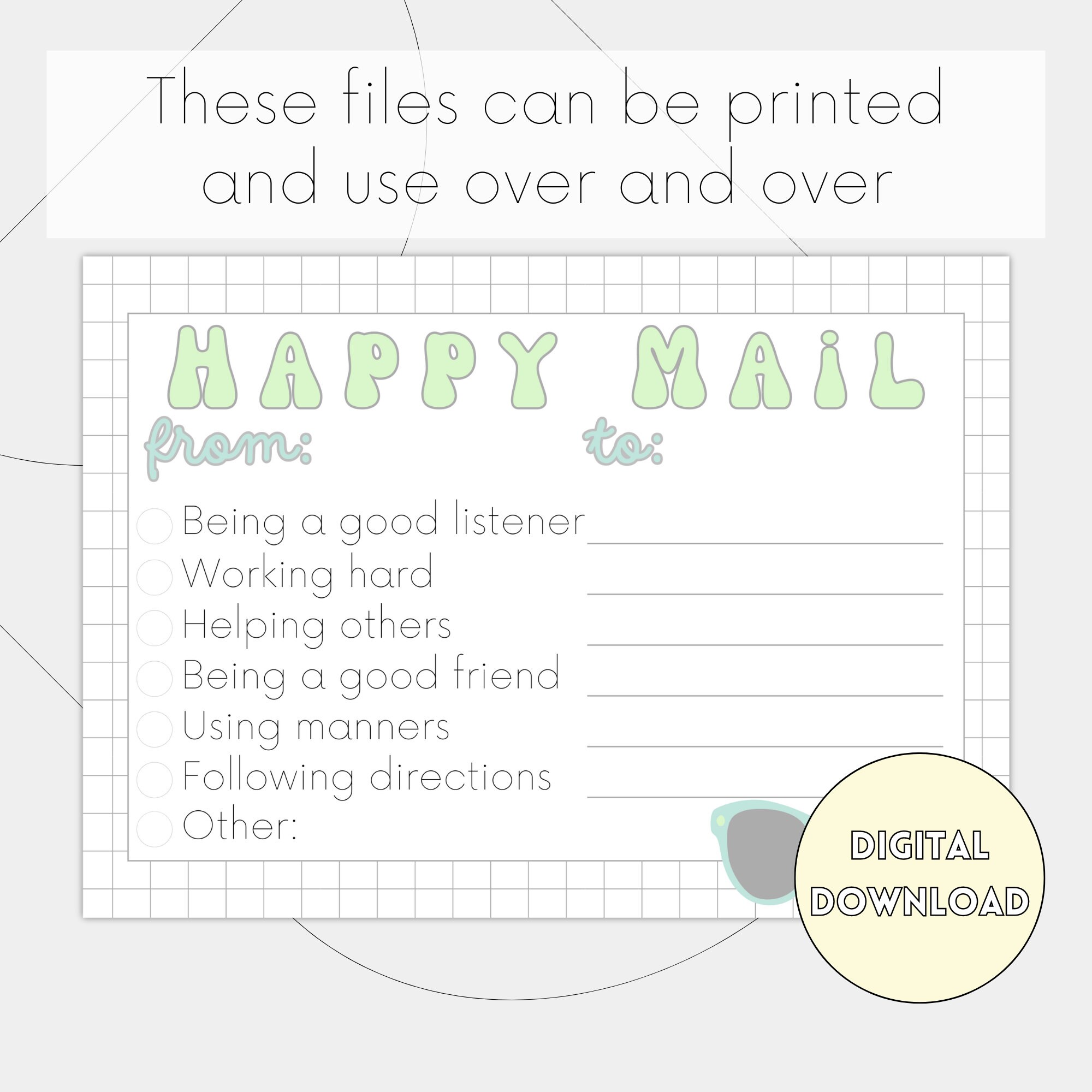 Teacher Happy Mail, Editable Summer Happy Mail for Students, Printable ...