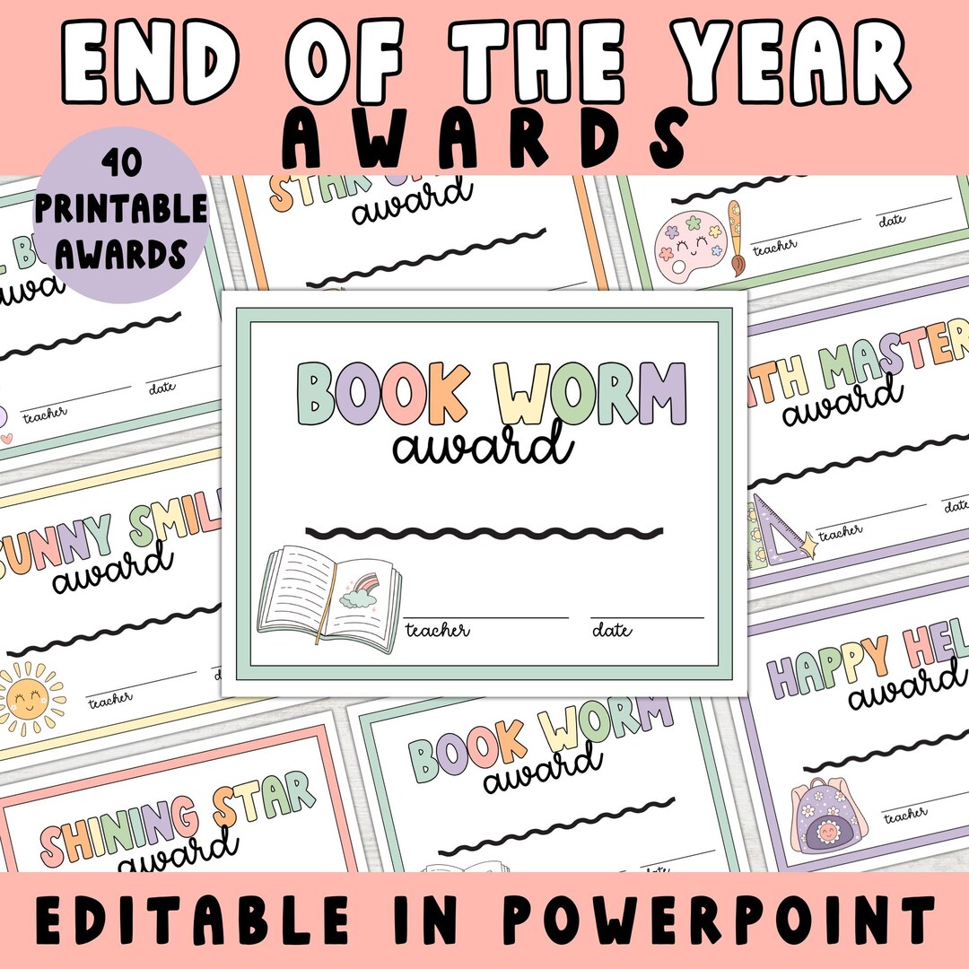 Editable and Printable End of the Year Award Certificates | Fun Student ...