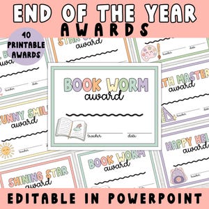 Editable and Printable End of the Year Award Certificates | Fun Student ...
