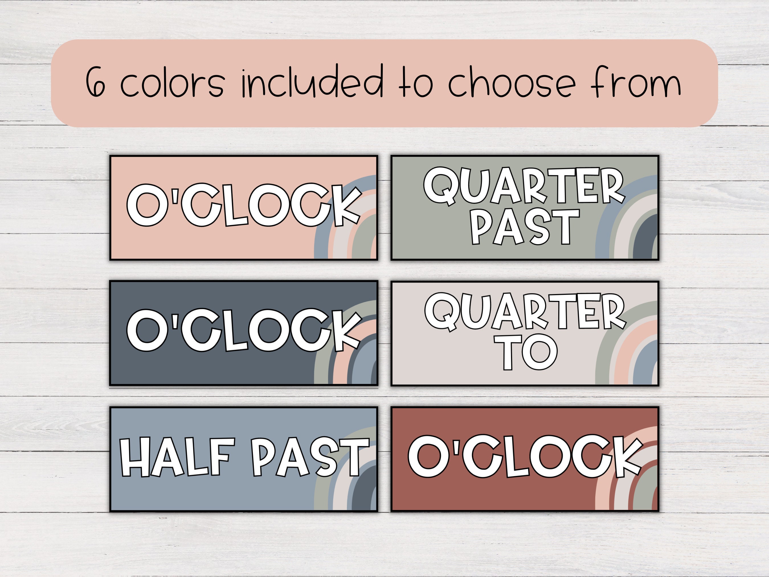 Boho Classroom Clock Labels Boho Clock Numbers Boho Rainbow - Etsy