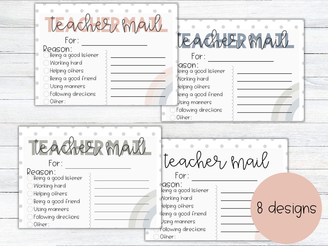 Printable Teacher Mail Boho Rainbow Back to School Teacher - Etsy