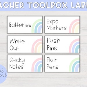 Teacher Toolbox Labels | Pastel Rainbow Teacher Toolbox Labels ...