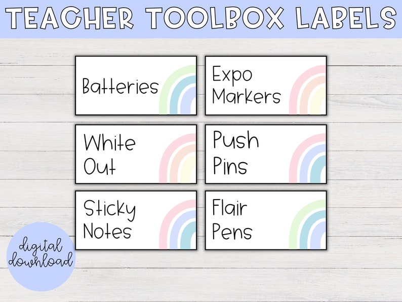 Teacher Toolbox Labels Pastel Rainbow Teacher Toolbox Labels, Classroom ...