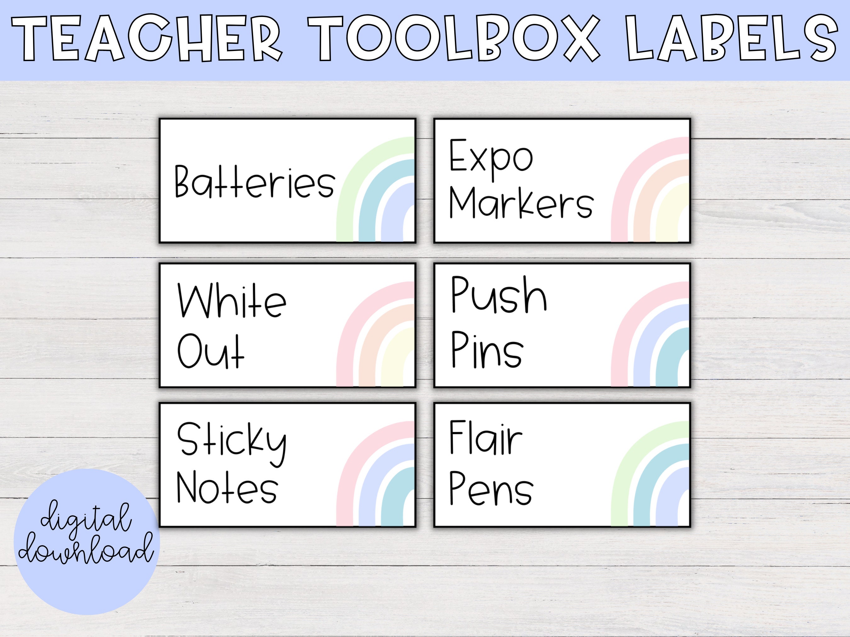 Teacher Toolbox Labels Pastel Rainbow Teacher Toolbox Labels, Classroom ...