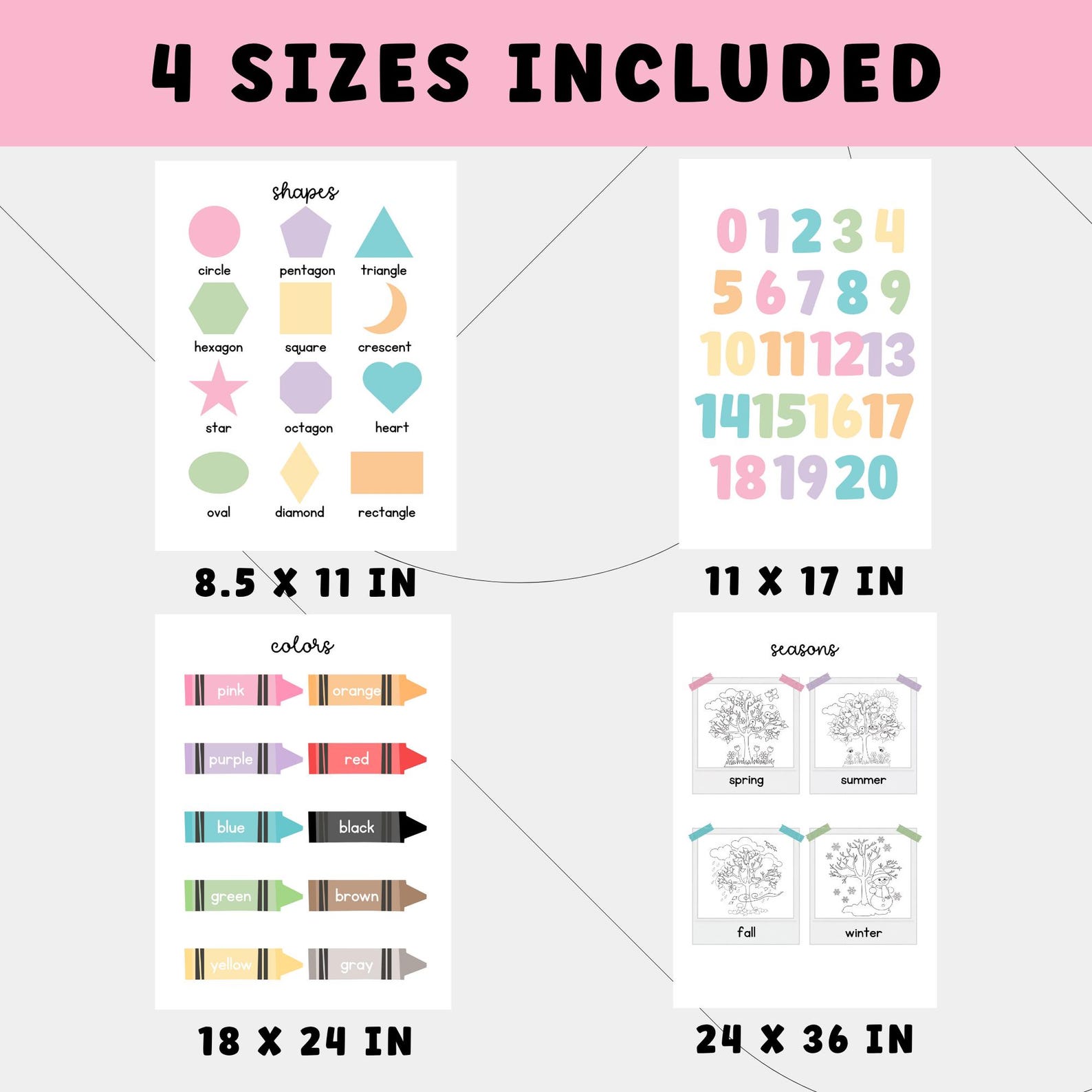 Educational Printable Posters for Pastel Rainbow Classroom Decor ...