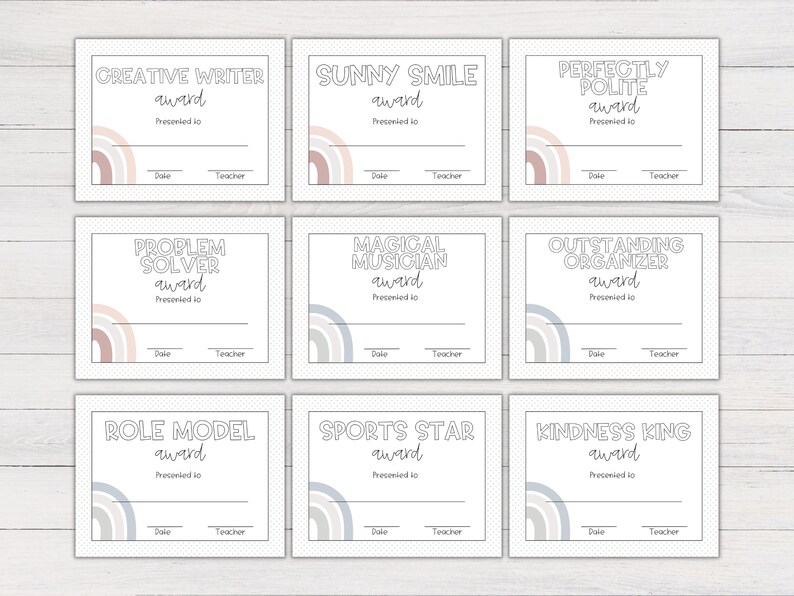End of the Year Awards | Classroom Awards, Boho Rainbow Classroom, End ...