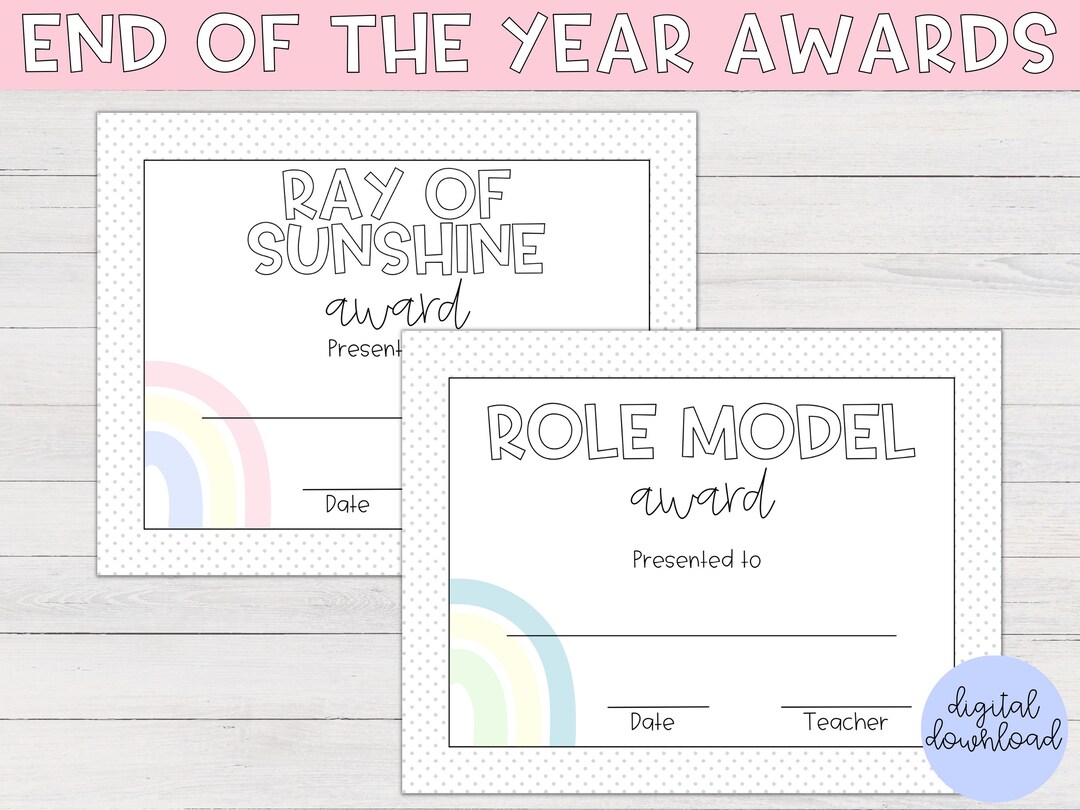 End of the Year Awards | Classroom Awards, Pastel Rainbow Classroom ...