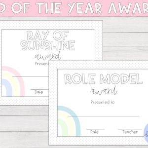End of the Year Awards | Classroom Awards, Pastel Rainbow Classroom ...