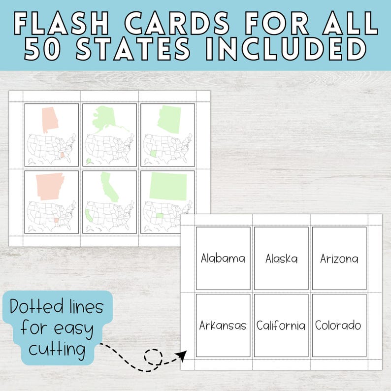 United States of America Flash Cards and Maps, USA Maps and Flash Cards ...