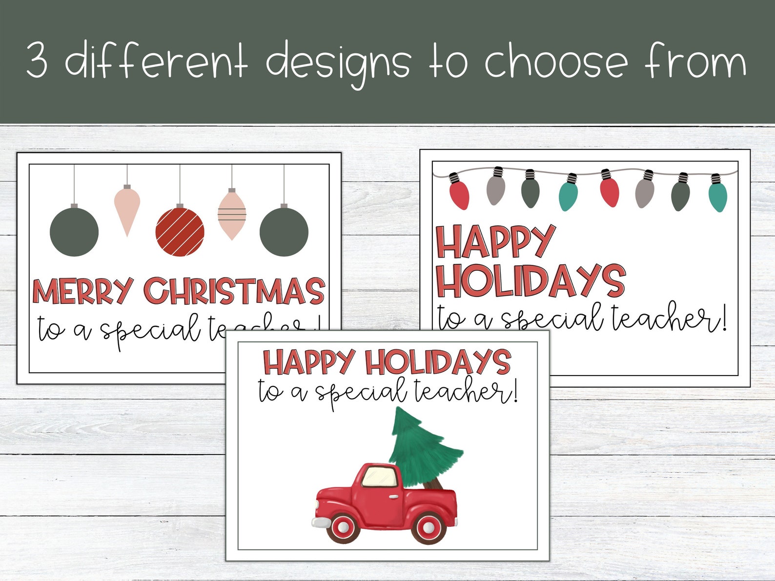 Printable Christmas Cards for Teacher Teacher Gift - Etsy