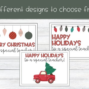 Printable Christmas Cards for Teacher | Teacher Gift, Printable Holiday ...