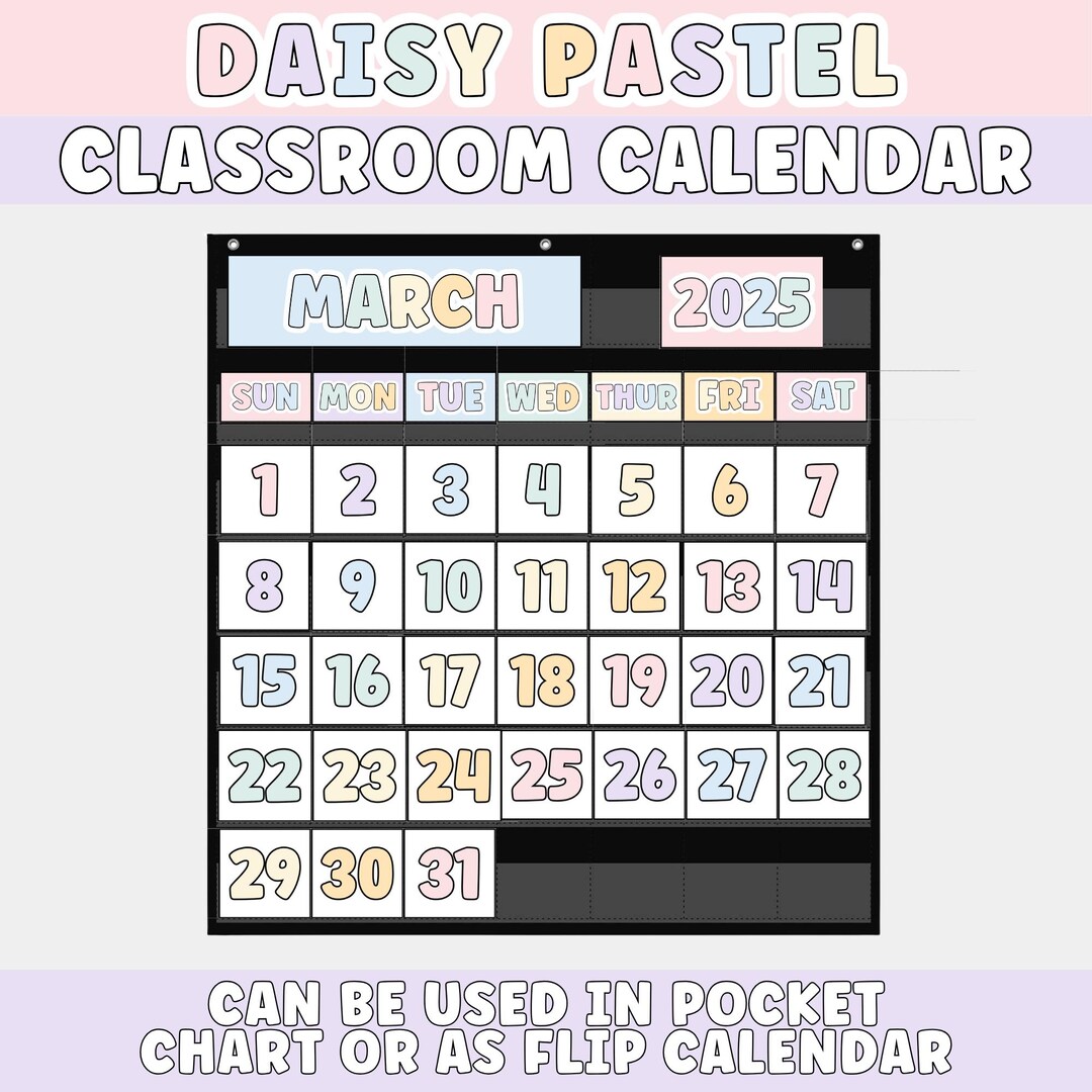Printable Classroom Calendar for Pocket Chart or Flip Calendar | Daisy ...