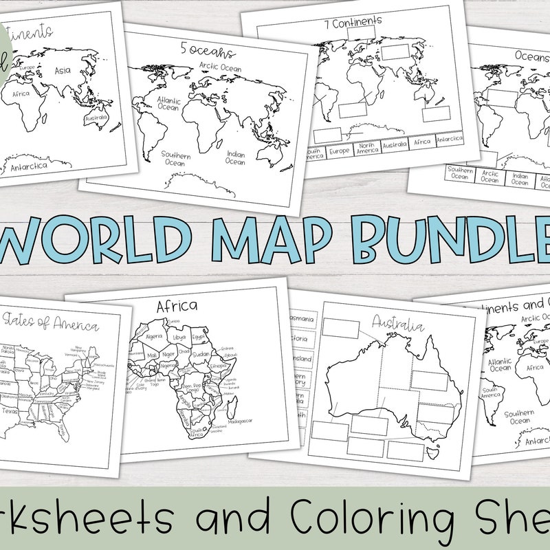 Printable World Map - Etsy