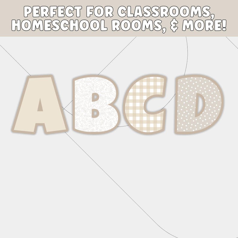 Neutral Bulletin Board Letters for Minimalist Classroom Decor, Taupe ...
