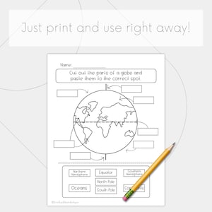 Parts of a Globe Worksheets for First Grade | Printable Globe Worksheet ...