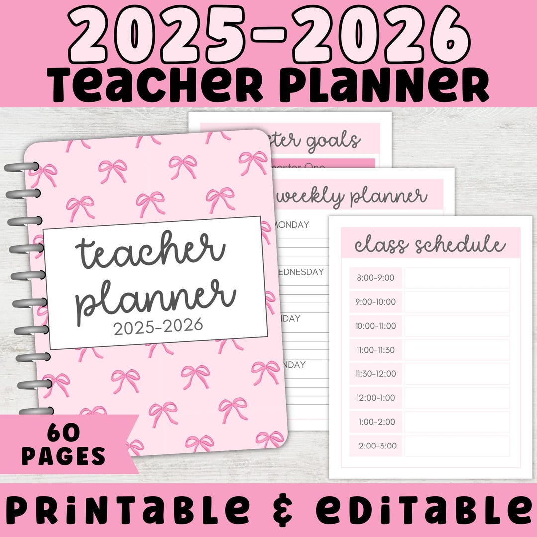 2025-2026 Teacher Planner Printable | Editable Teacher Planner PDF ...
