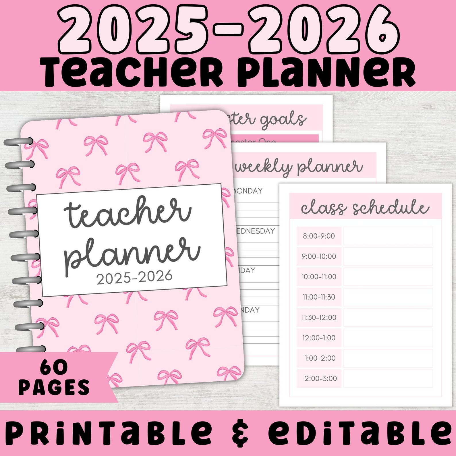 2025-2026 Teacher Planner Printable | Editable Teacher Planner PDF ...