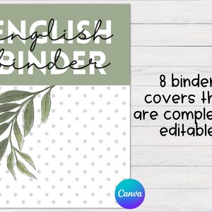Binder Cover and Spines | Editable | Modern Greenery, Binder Covers ...