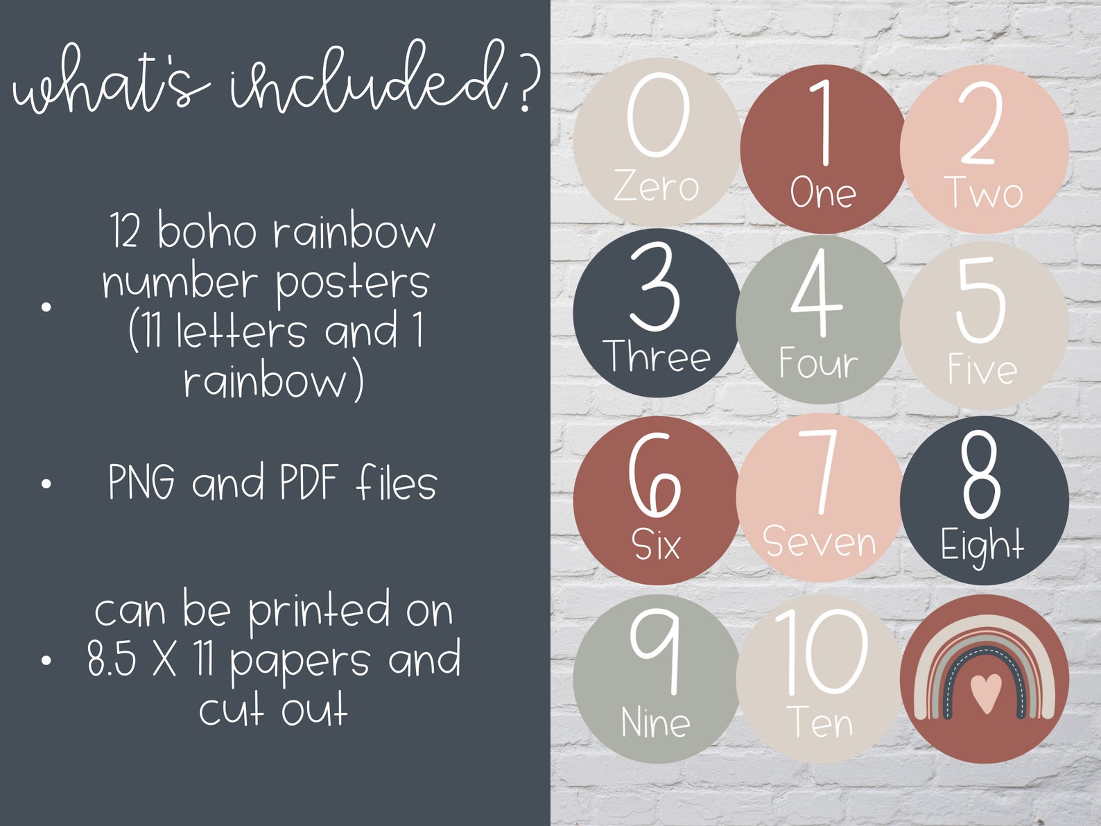 Boho Rainbow Number Posters Classroom Decor Classroom - Etsy