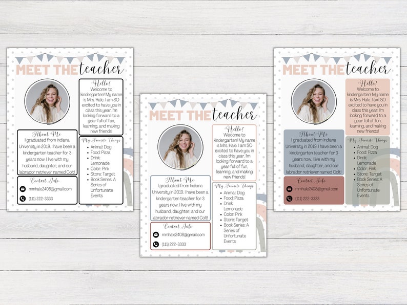 Editable Meet the Teacher Template Boho Rainbow Back to - Etsy