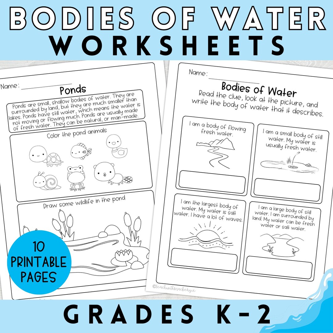 Bodies of Water Worksheets for First Grade | Printable Bodies of Water ...