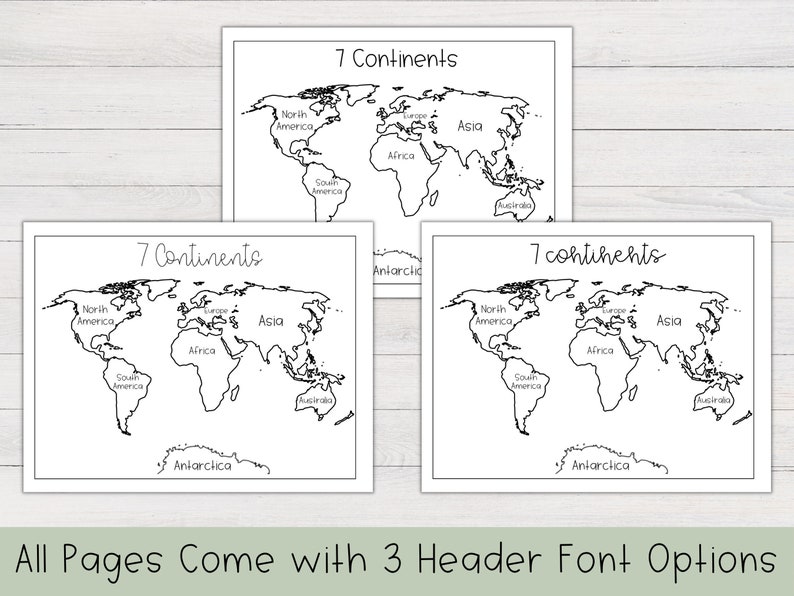 World Map Worksheet and Coloring Page Bundle Printable World - Etsy