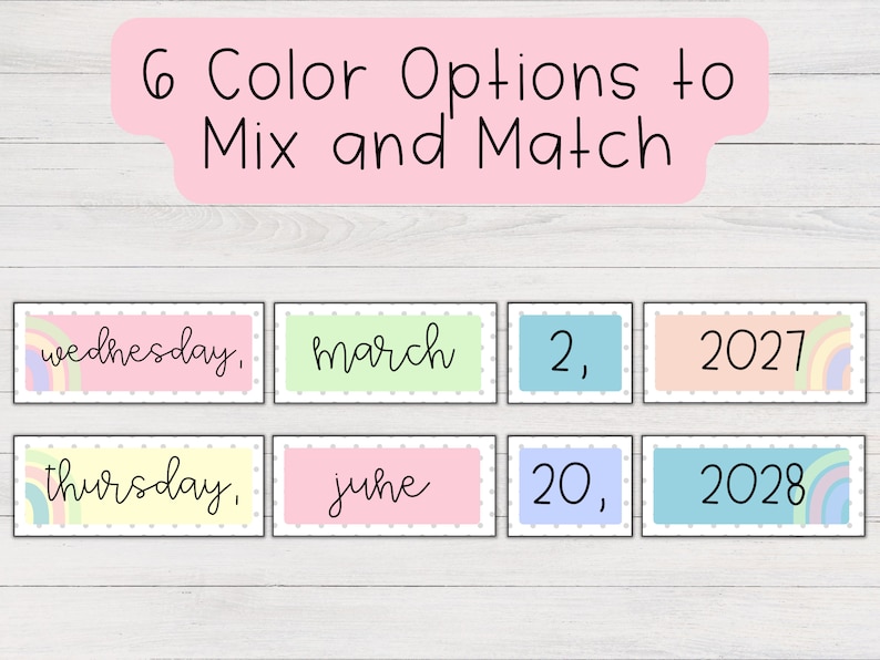 Pastel Rainbow Flip Calendar Cards Pocket Chart Cards, Classroom ...
