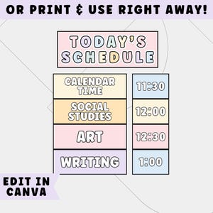 Printable & Editable Classroom Schedule, Daisy Pastel Classroom Decor ...