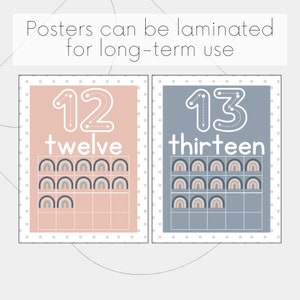 Boho Rainbow Numbers Posters for Boho Classroom Decor, Classroom ...