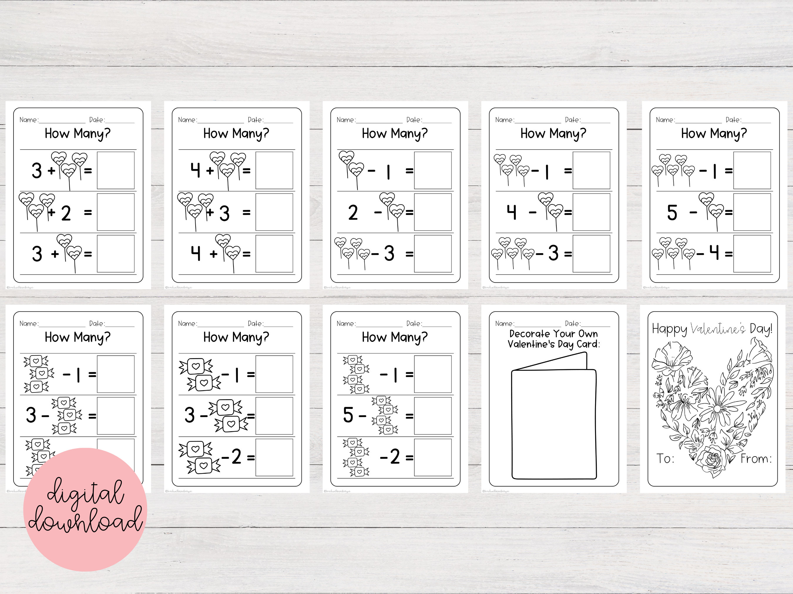 Valentine's Day Worksheet Bundle Printable Valentines - Etsy