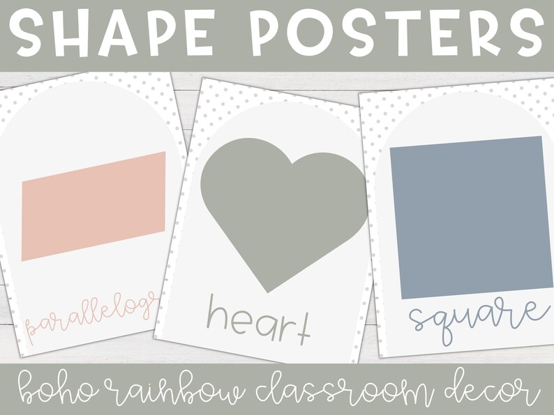 Boho Rainbow Shape Posters Polka-dot Classroom Decor - Etsy