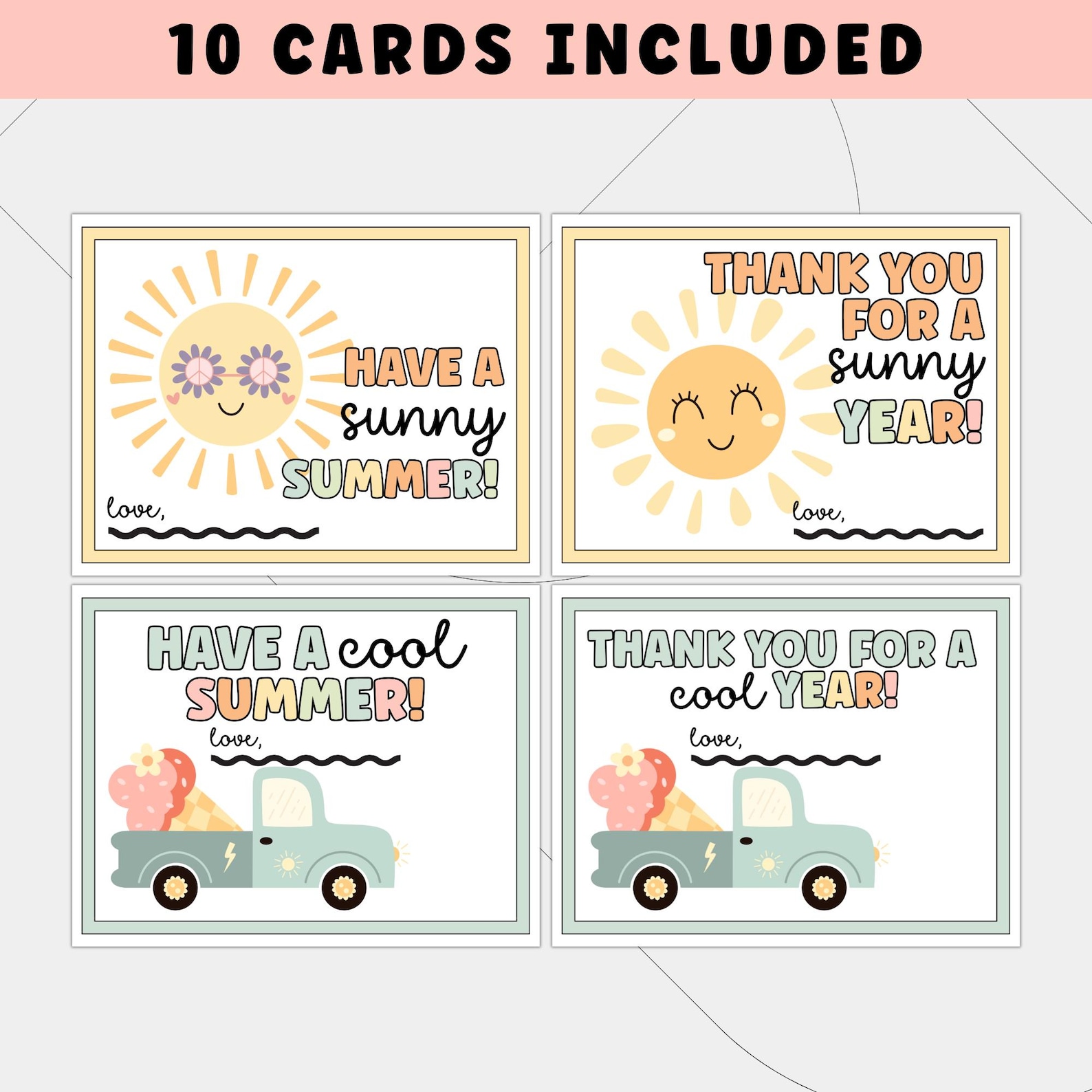End of the Year Thank You Cards for Students | Retro Printable Cards ...