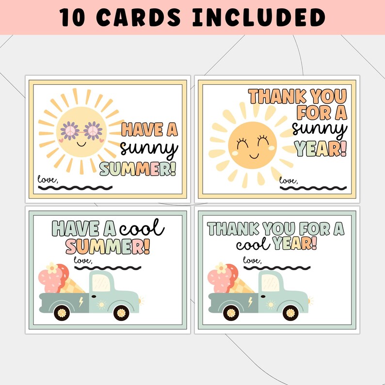 End of the Year Thank You Cards for Students | Retro Printable Cards ...