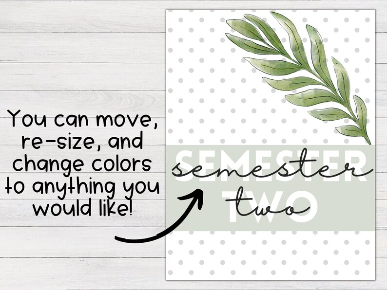 Binder Cover and Spines Editable Modern Greenery Binder - Etsy