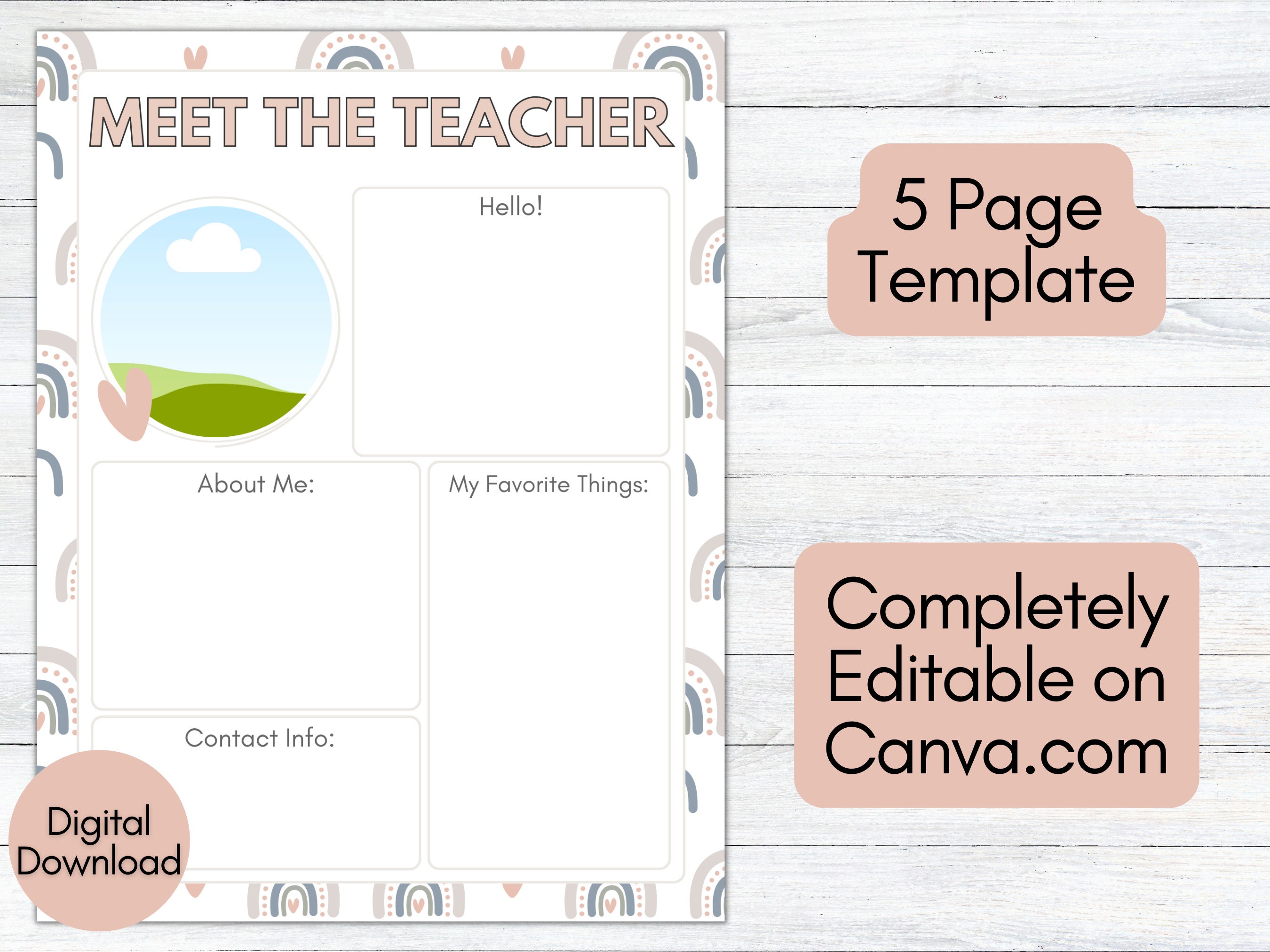 Boho Rainbow Meet the Teacher Template Editable Meet the Teacher, Back ...