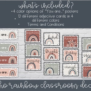 Boho Rainbow Positive Affirmation Posters for Classroom You | Etsy