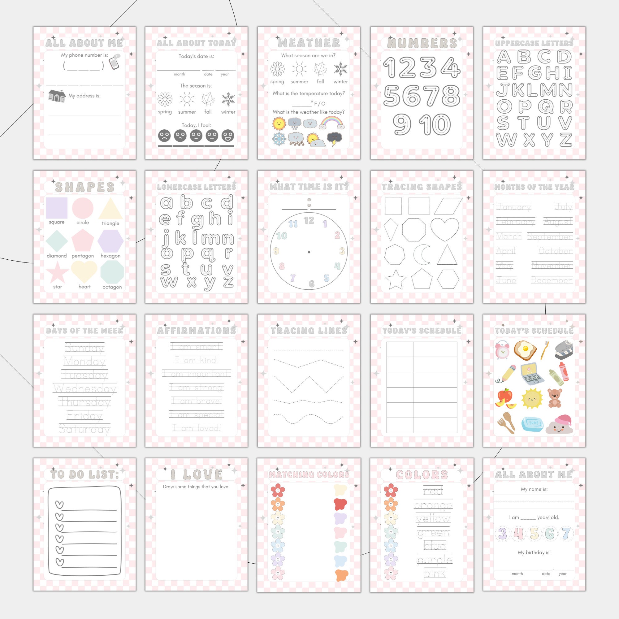 Pink Checkered Morning Menu, Printable Morning Menu for Preschool ...