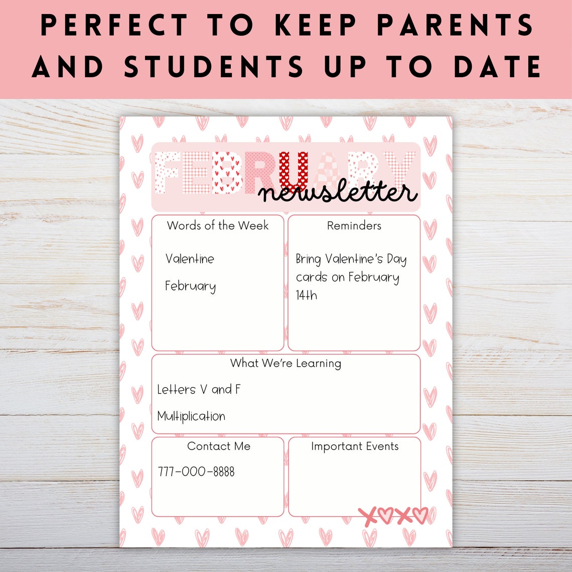 February Classroom Newsletter | Valentines Day Newsletter, Editable ...