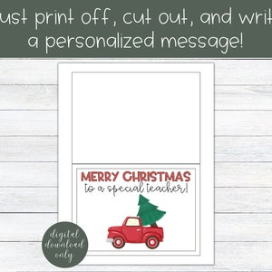 Printable Christmas Cards for Teacher | Teacher Gift, Printable Holiday ...