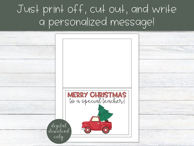 Printable Christmas Cards for Teacher | Teacher Gift, Printable Holiday ...