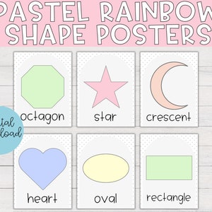 Pastel Rainbow Shape Posters | Classroom Decor, Educational Posters ...