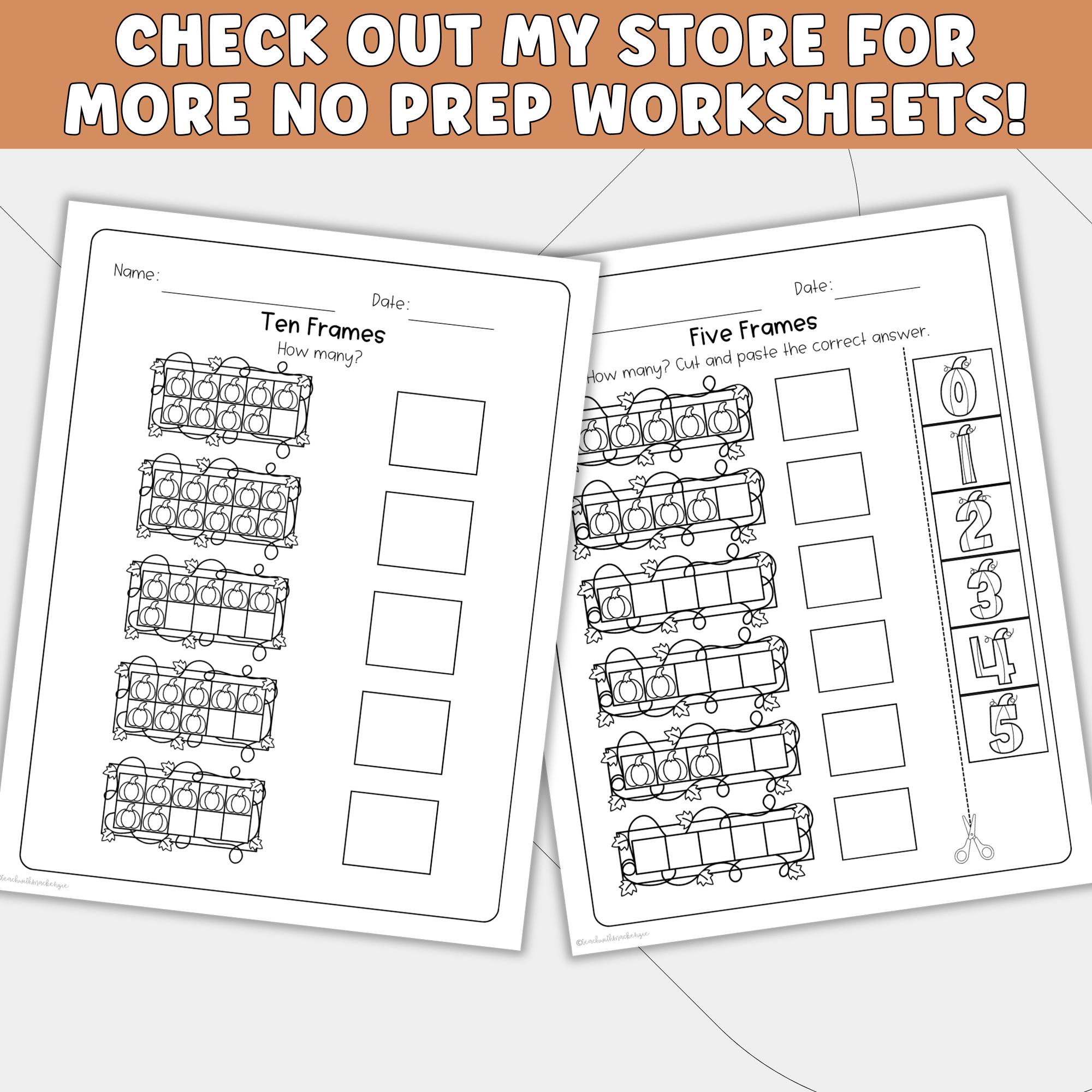 Thanksgiving No Prep Math Worksheet Bundle for Kindergarten | November ...