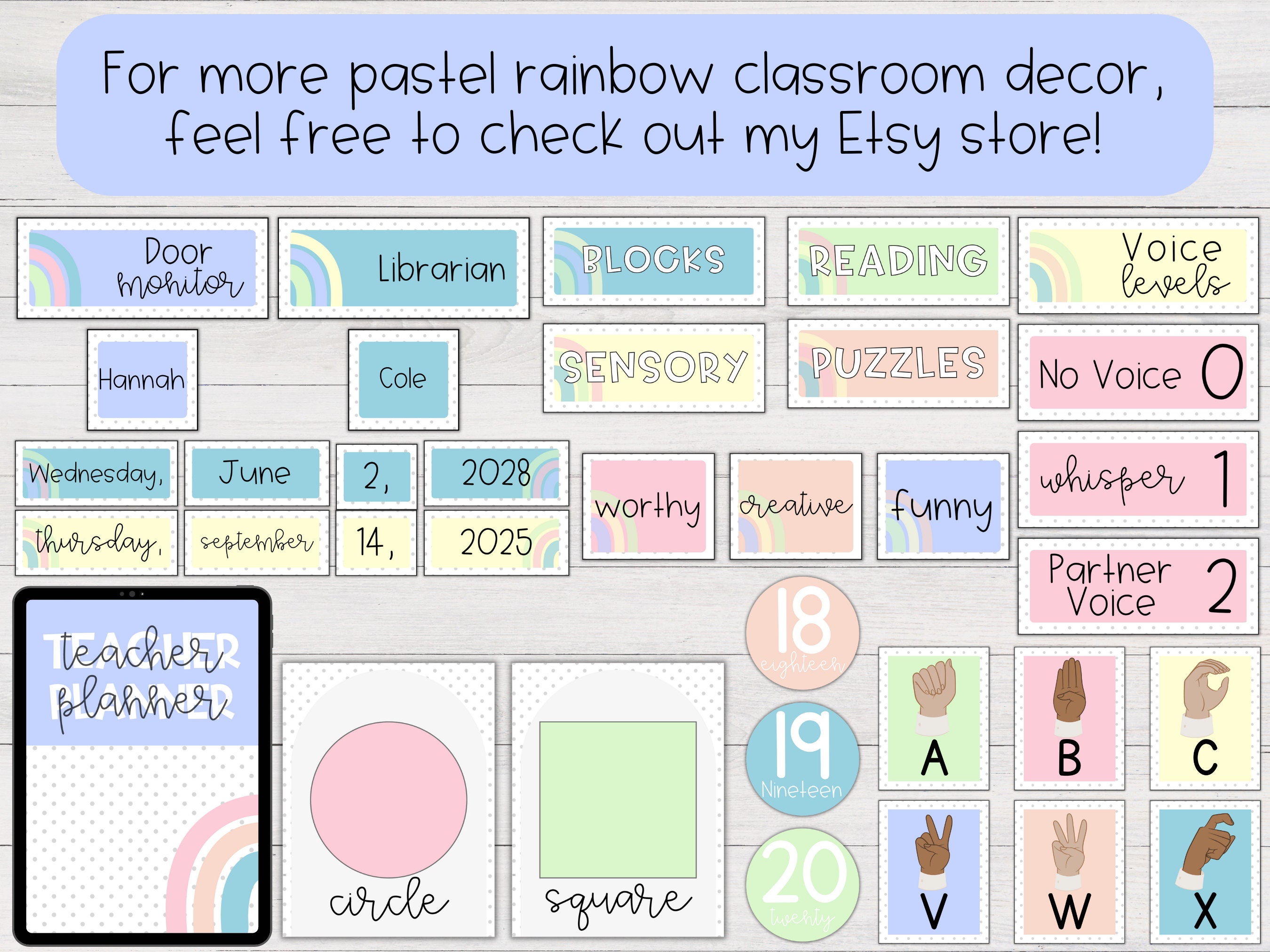 Pastel Slides Templates Pastel Rainbow Classroom Decor - Etsy
