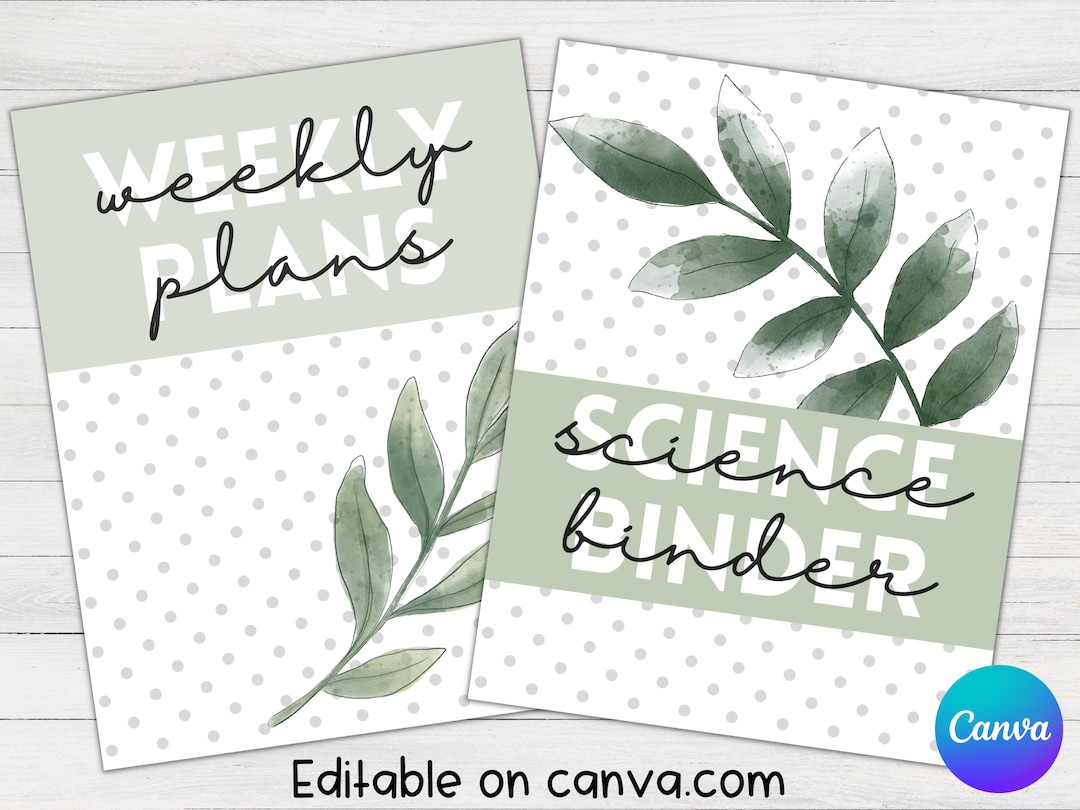 Binder Cover and Spines | Editable | Modern Greenery, Binder Covers ...