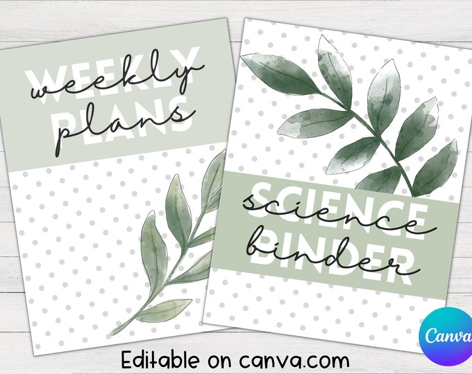 Eucalyptus and Gold Binder Covers | Editable | Botanical Classroom ...