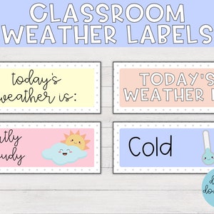 Pastel Rainbow Weather Labels | Classroom Decor, Polka Dots, Pastel ...