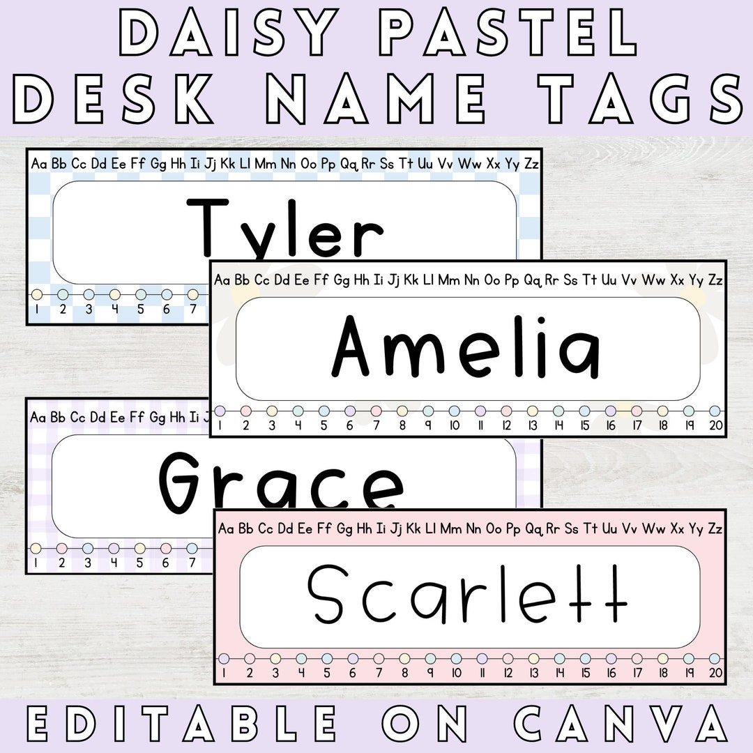 Daisy Pastel Desk Name Tags for Pastel Classroom Decor, Editable Desk ...