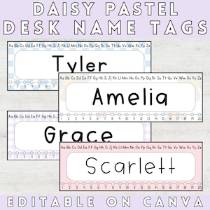 Daisy Pastel Desk Name Tags for Pastel Classroom Decor, Editable Desk ...