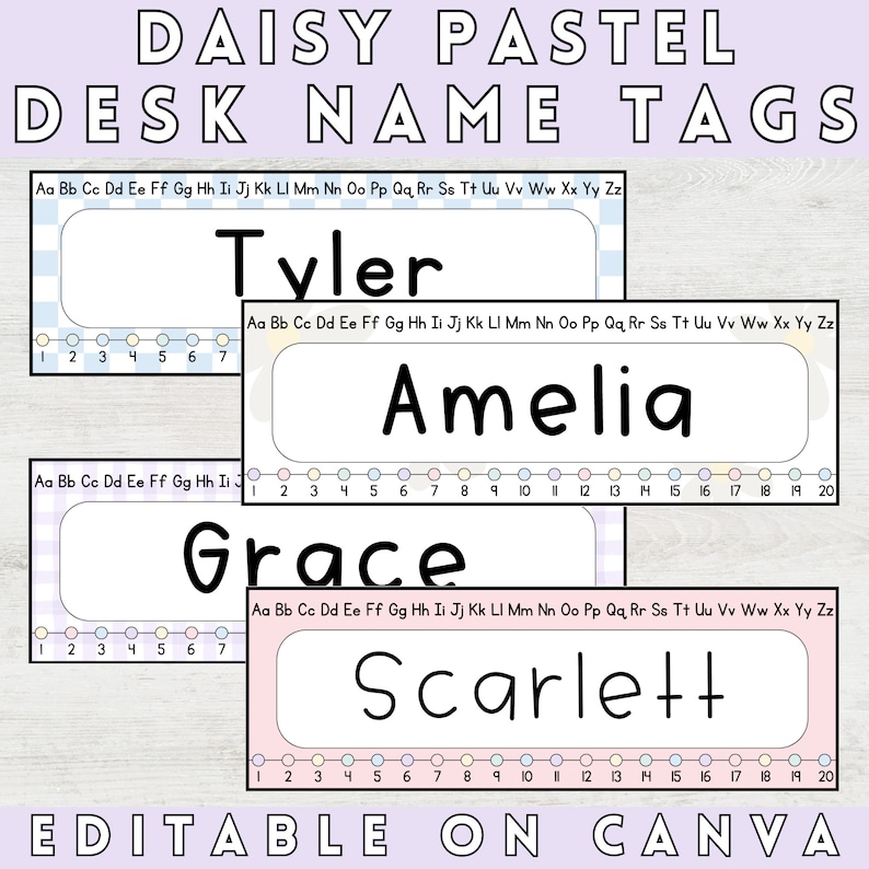 Daisy Pastel Desk Name Tags for Pastel Classroom Decor, Editable Desk ...