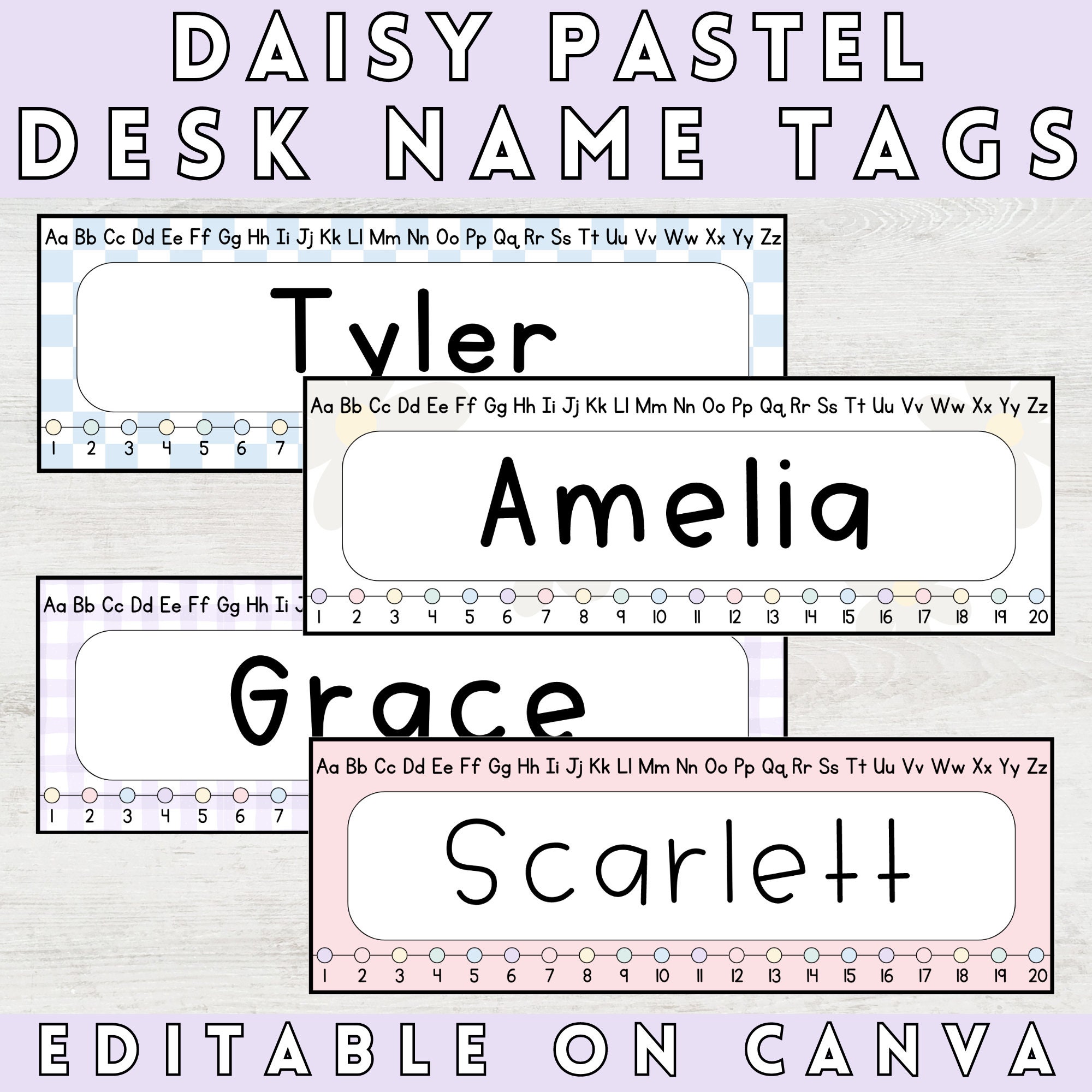 Daisy Pastel Desk Name Tags for Pastel Classroom Decor, Editable Desk ...